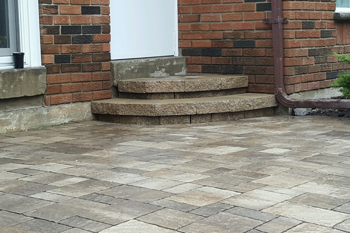 Stone-stairs-patio-interlocking-brick | Durham Landscaping